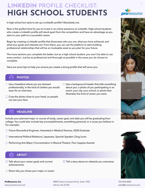 High School Student Checklist - ProResource